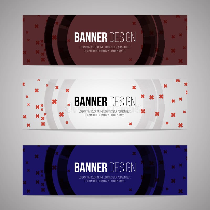Horizontal Banners Backgrounds in Three Different Colors. Vector Stock ...