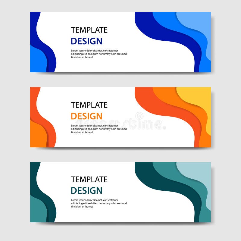Horizontal Banners with 3D Abstract Paper Cut Style. Vector Design ...