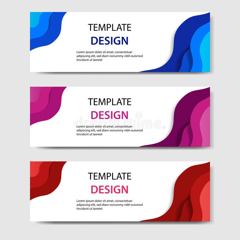 Horizontal Banners with 3D Abstract Paper Cut Style. Vector Design ...