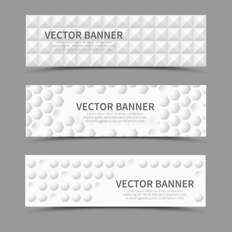 Horizontal Banners with 3D Geometric Shapes. Vector Set Stock Vector ...