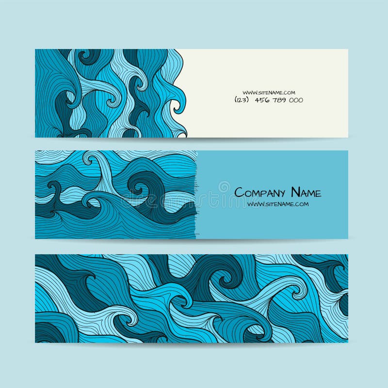 Horizontal Banners Design. Sea Waves Background Stock Vector ...