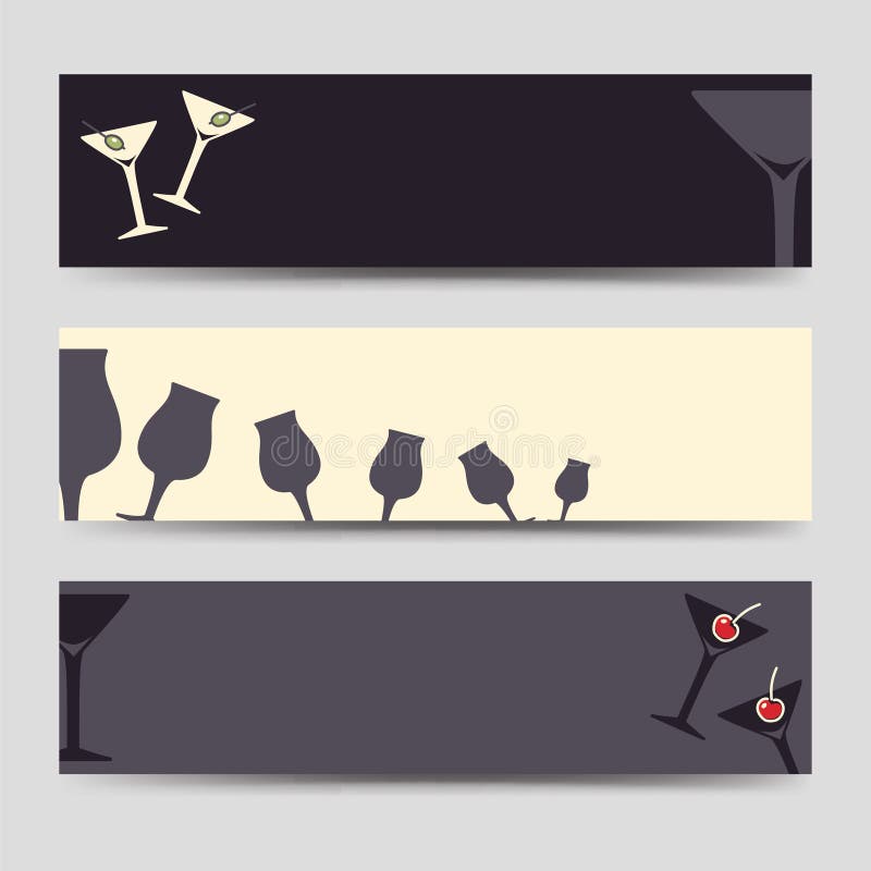 Horizontal Banners Drinks Set Stock Vector - Illustration of liquid ...