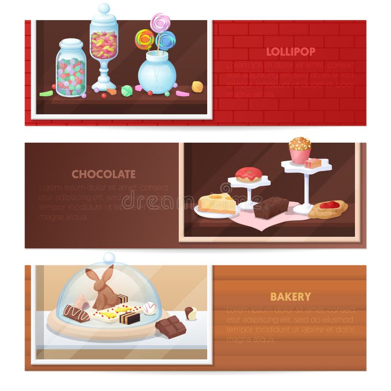 Horizontal Banners with Sweets Food - Bakery, Candy and Chocolate Stock ...