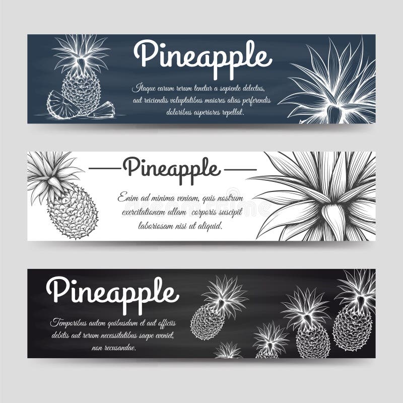 Horizontal Banners Template with Pineapple Stock Vector - Illustration ...