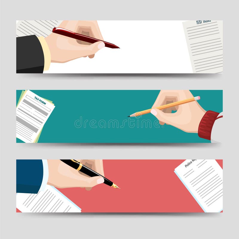 Horizontal Banners Template with Signing Document Stock Vector ...