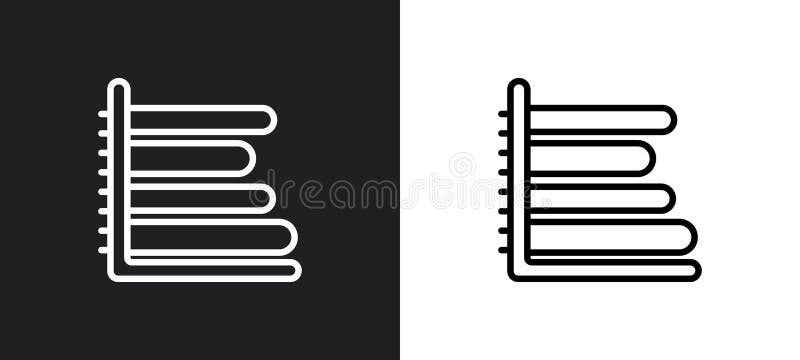 Horizontal Bar Chart Outline Icon in White and Black Colors. Horizontal ...