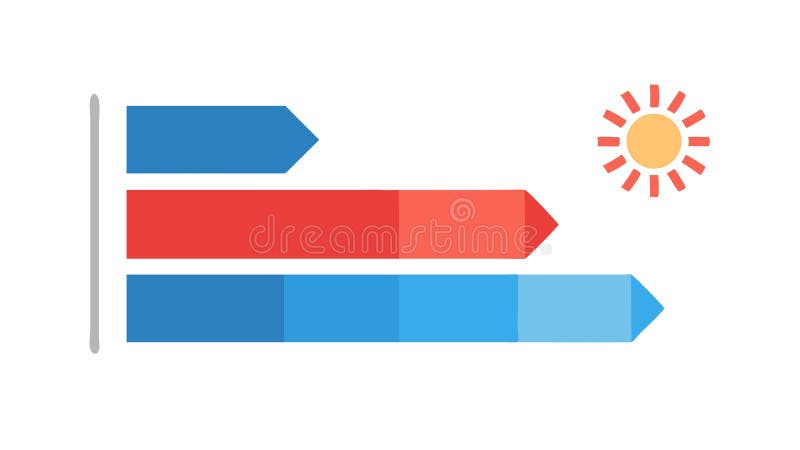 Horizontal Bar Chart with Positive Sun Trend, Vector Design Generative ...