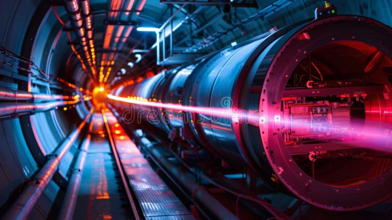 A Horizontal Beam of Light Emitting from a Large Cylindrical Device ...