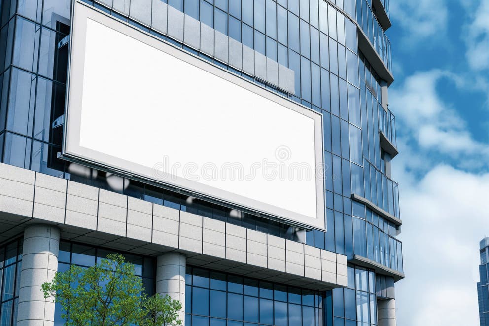 Horizontal Billboard Mockup on a Modern Building Frontage. Generative ...