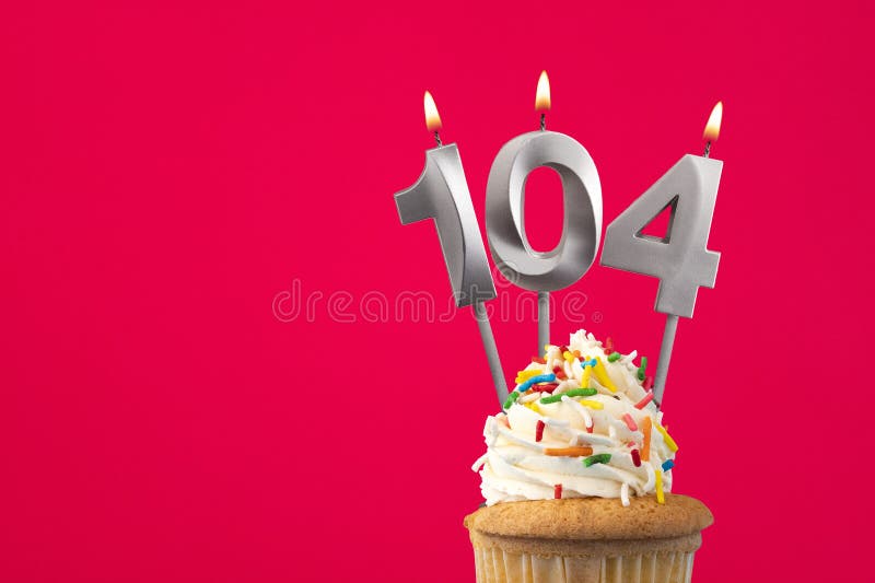 Horizontal Birthday Card with Cake - Burning Candle Number 104 Stock Photo - Image of digits ...