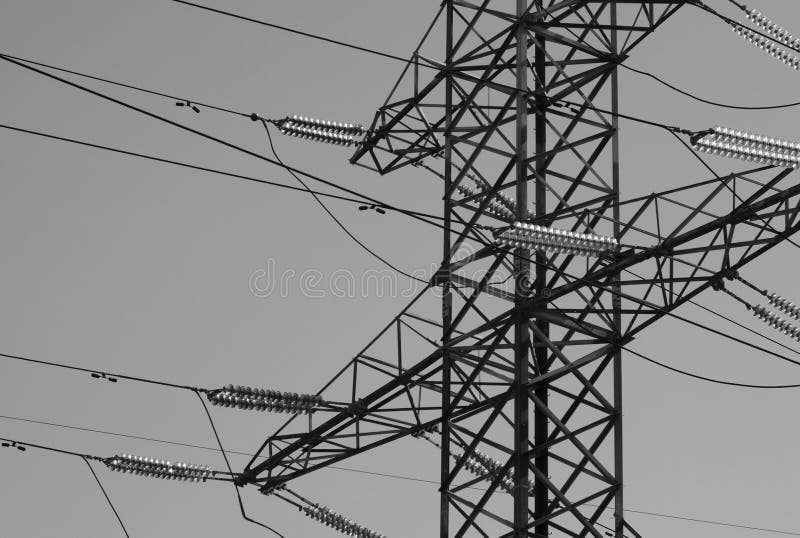 Horizontal Black and White Industrial Power Lines Background Bac Stock ...