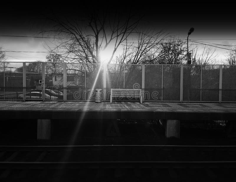 Horizontal Black and White Railroad City Bench Background Stock Photo ...
