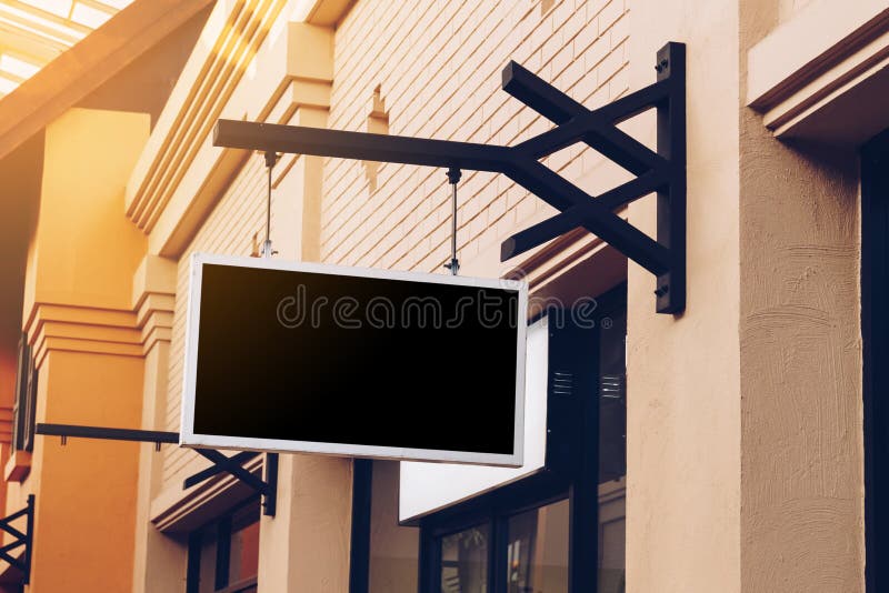 Horizontal Blank Empty Signage on Clothes Shop Front with Copy Space ...