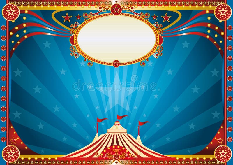 Circus Blue Beams Vintage Poster Stock Vector - Illustration of ...