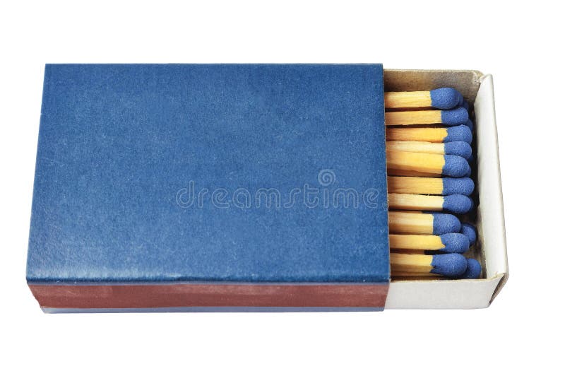 Horizontal Blue Matchbox with Matches on a White Background Stock Image ...
