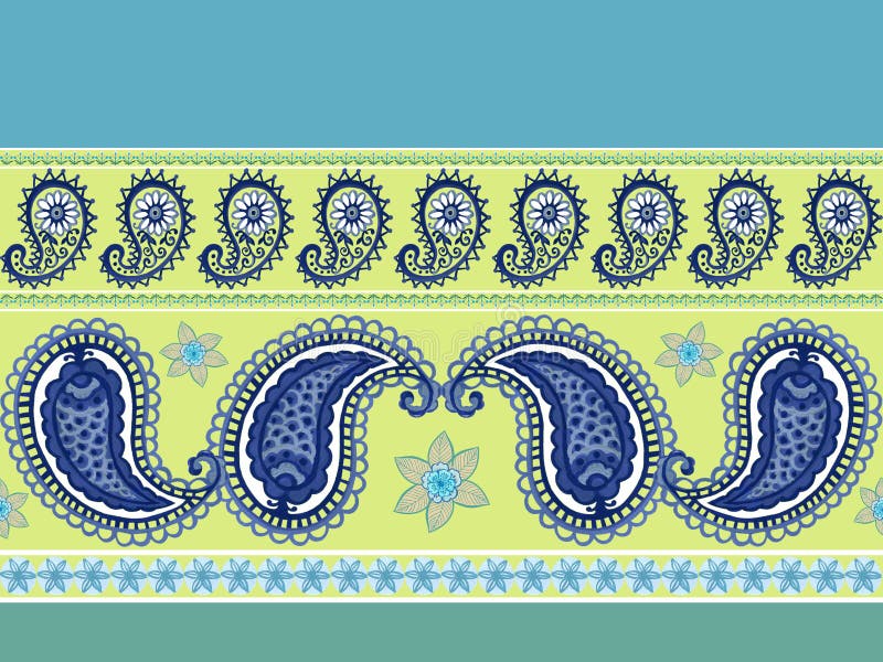 Horizontal Boho Folklore in the Ikat Native Indian Maker, Paisley ...