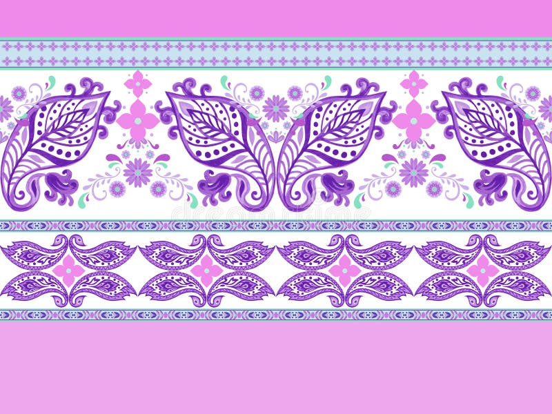 Horizontal Boho Folklore in the Ikat Native Indian Maker, Paisley ...