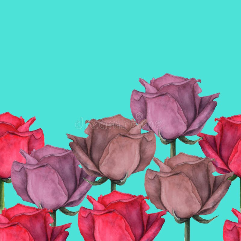 Horizontal Seamless Background Red Pink White Roses Vector Stock Photos ...