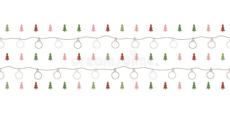 Horizontal Border with Cute Colourful Geometric Christmas Trees and ...