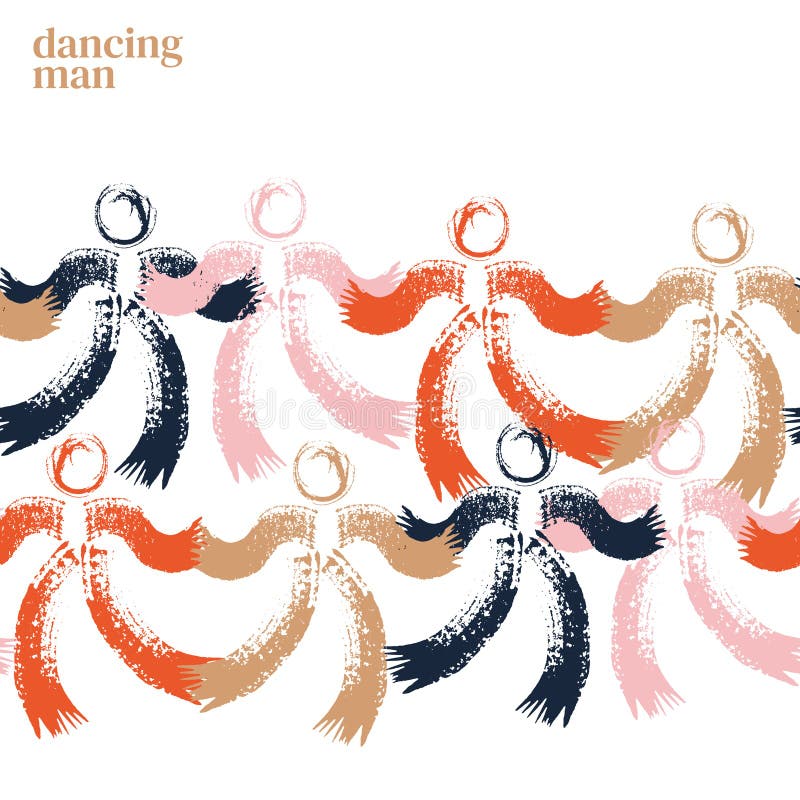 Horizontal Border of Dancing People. Modern Abstract Seamless Pattern ...