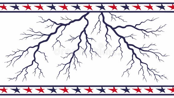 Horizontal Border Graphic with Stylized Lightning Bolts and Star Stripe ...