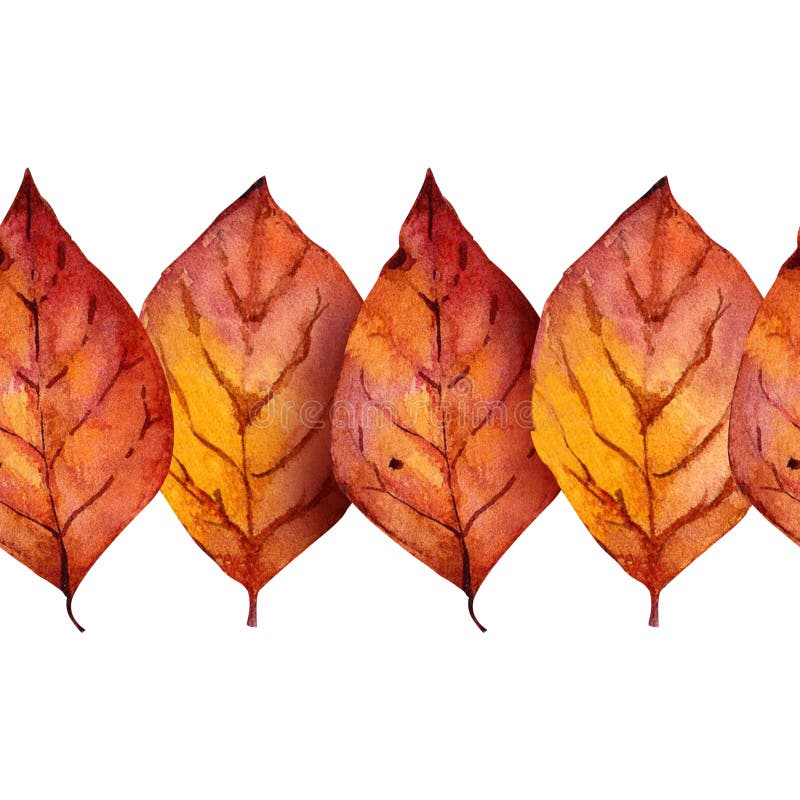 Horizontal Border. Seamless Pattern of Yellow Fallen Leaves. Deciduous ...