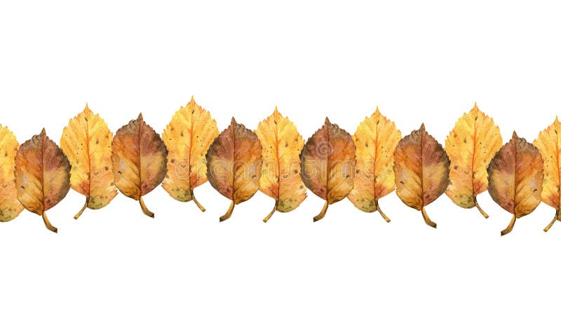 Horizontal Border. Seamless Pattern of Yellow and Orange Fallen Leaves ...