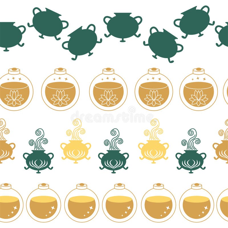 Horizontal Border, Set Magic and Heavens Seamless Pattern, with Magical ...