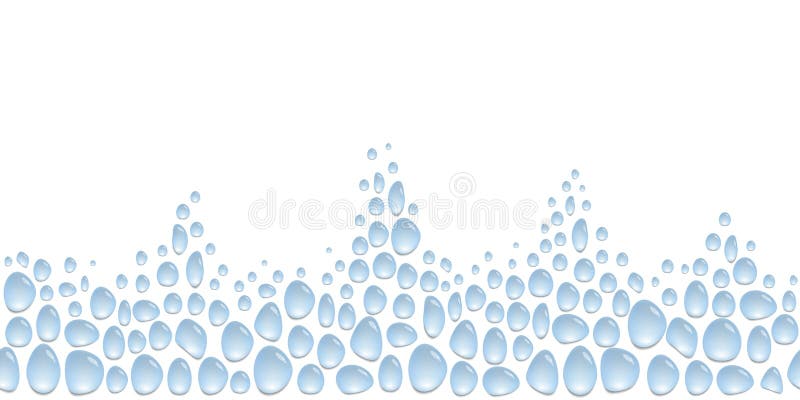 Horizontal Bottom Decoration with Water Drops, Background with Blue ...