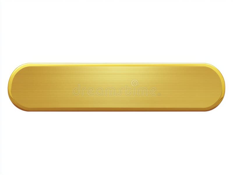 Horizontal Brushed Gold Metallic Plate on White Background Stock ...