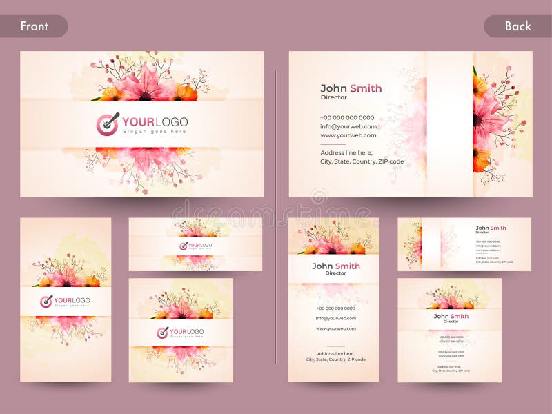 Horizontal Business Card with Front and Back Presentation. Stock ...