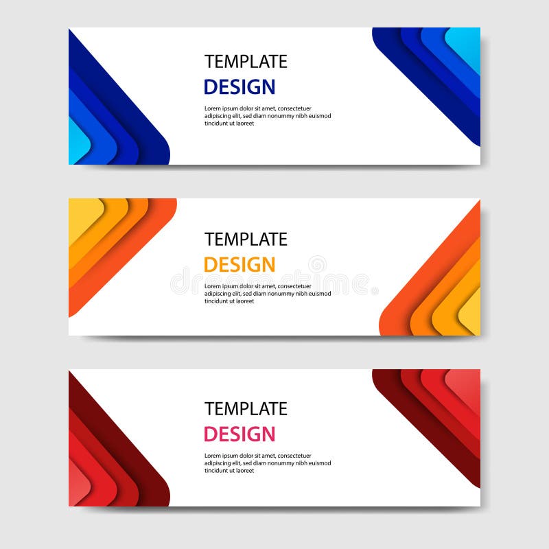 Horizontal Geometric Shape Banner Template Abstract Paper Cut Style ...