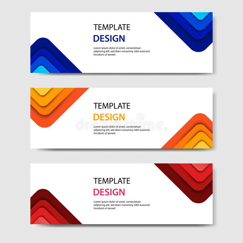 Horizontal Geometric Shape Banner Template Abstract Paper Cut Style ...