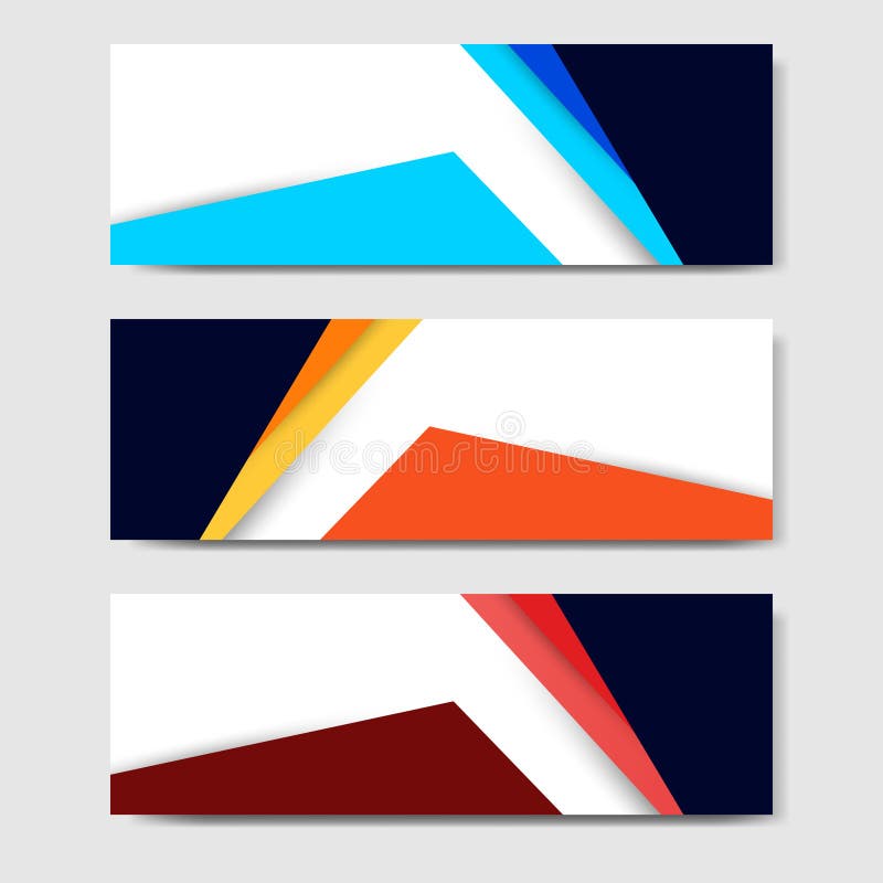 Horizontal Geometric Shape Banner Template Abstract Paper Cut Style ...