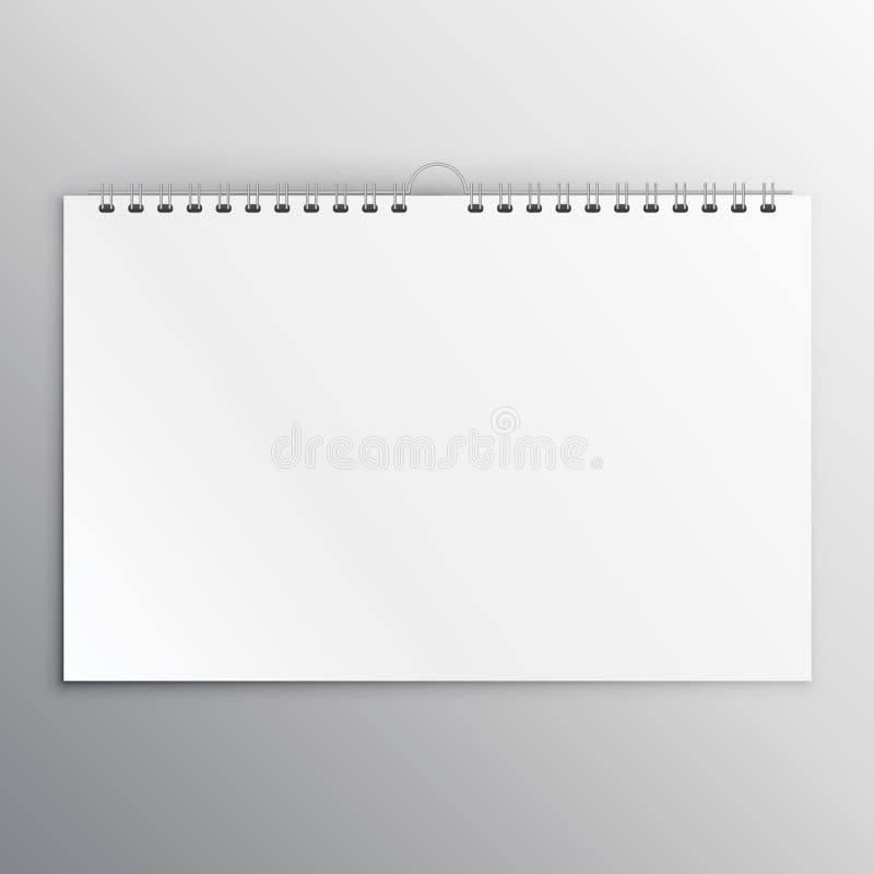 Horizontal Calendar or Notebook Blank Mockup Design Template Stock ...