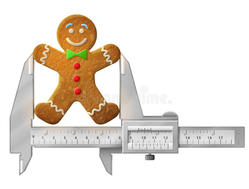 Horizontal Caliper Measures Gingerbread Man Stock Vector - Illustration ...