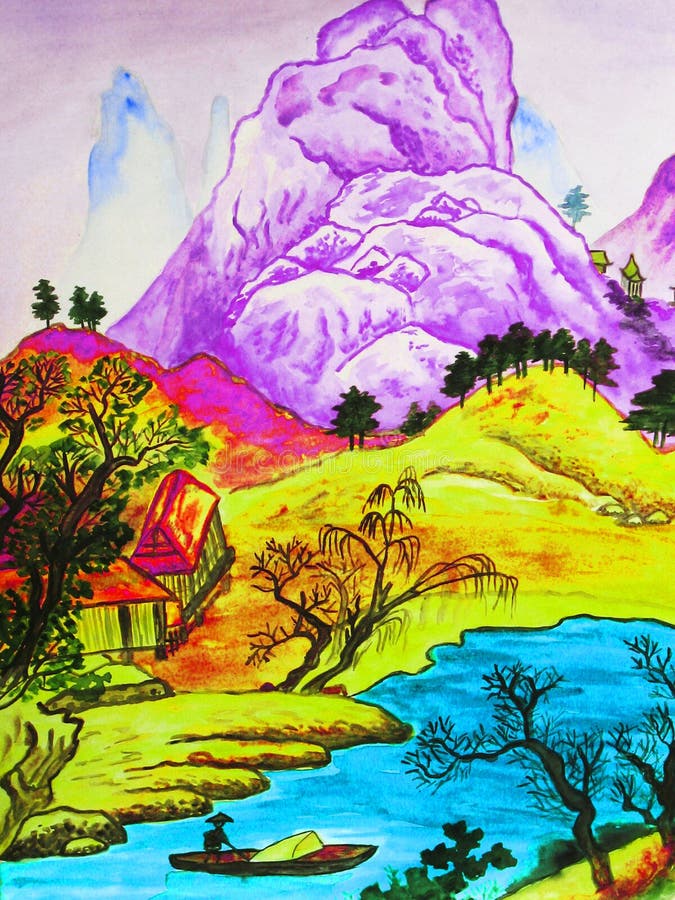 Peinture chinoise illustration stock. Illustration du coloré - 4985544