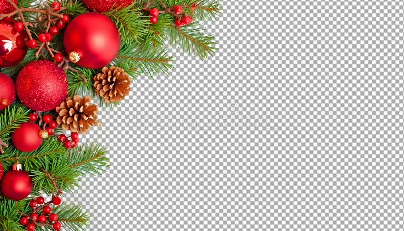 A Horizontal Christmas Border with Festive Plants and Trees Stock Image ...