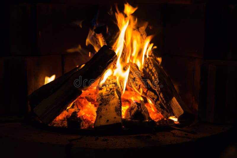 Big Orange Bonfire Burning Logs. Stock Photo - Image of blazing, fire ...