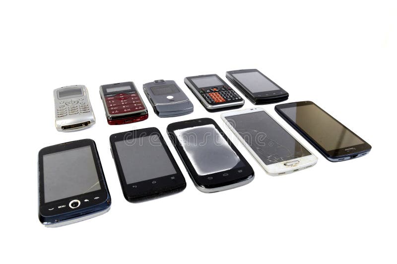 How Cellular Phones Have Evolved and Been Abused Stock Image - Image of ...