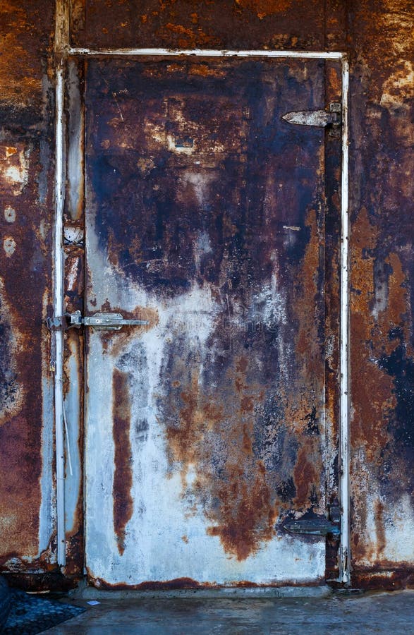 Horizontal Closed Very Rusty Iron Door with a Deadbolt, the Texture of ...