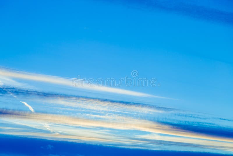 Horizontal Clouds on a Blue Evening Sky Stock Image - Image of outdoor ...