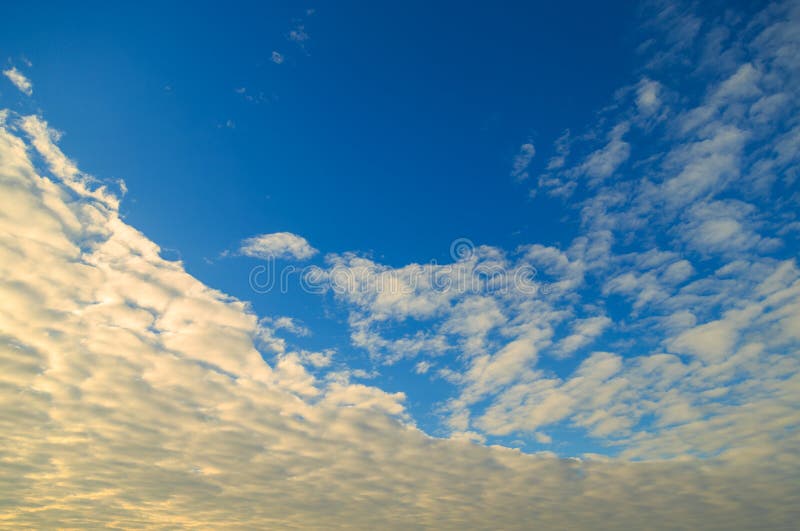Horizontal Clouds on a Blue Evening Sky Stock Image - Image of outdoor ...
