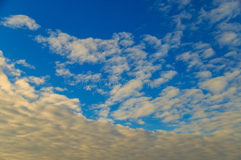 Horizontal Clouds on a Blue Evening Sky Stock Image - Image of outdoor ...