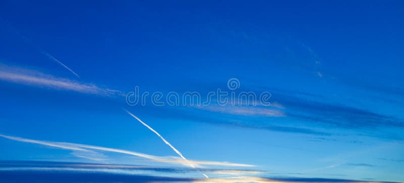 Horizontal Clouds on a Blue Evening Sky Stock Photo - Image of ...