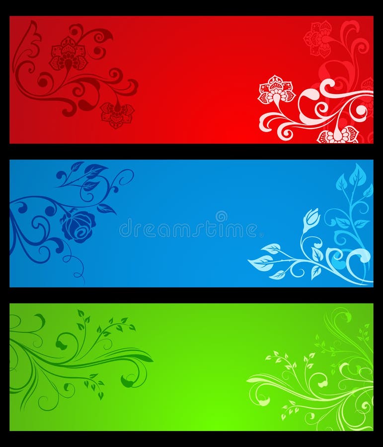 Horizontal Color Floral Banners with Copy Space. Stock Vector ...