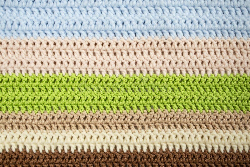 Horizontal Colored Crochet Lines Pattern, Beige, Blue, Green and Brown ...