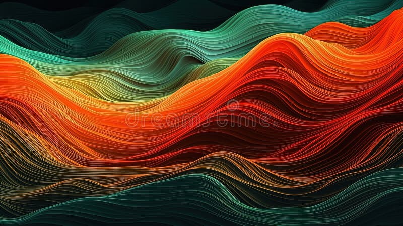 Horizontal Colorful Abstract Wave Background with Peru, Firebrick and ...