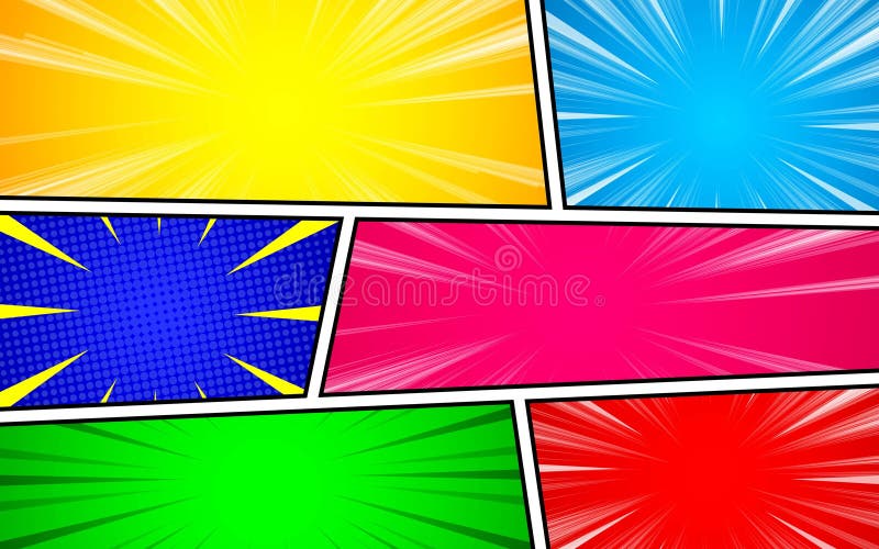 Horizontal Colorful Template of Comic Book Pages with Different Humor ...