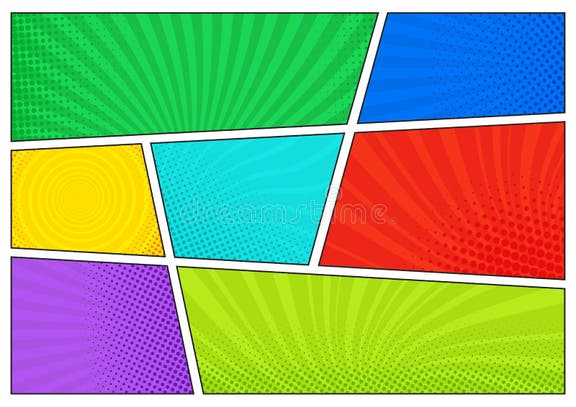 Horizontal Comics Backdrop. Bright Template with Cells, Halftone ...